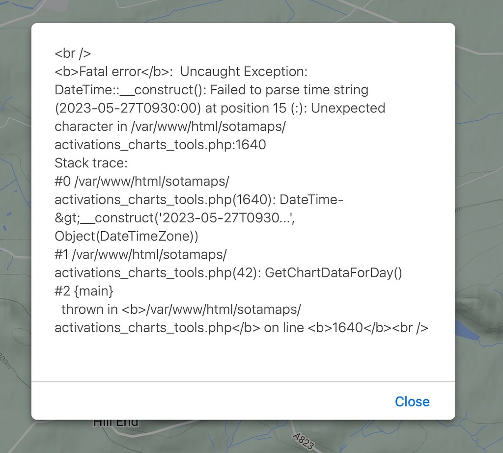 Mapping - Activation error - SOTA Mapping - SOTA Reflector